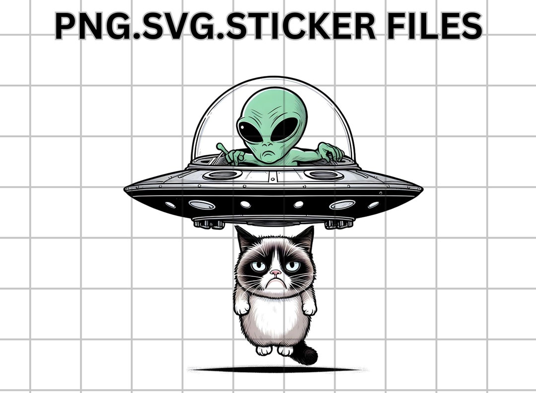 Cat Alien Merchandise Png, Alien and Cat Svg, Alien Abduction Cat ...