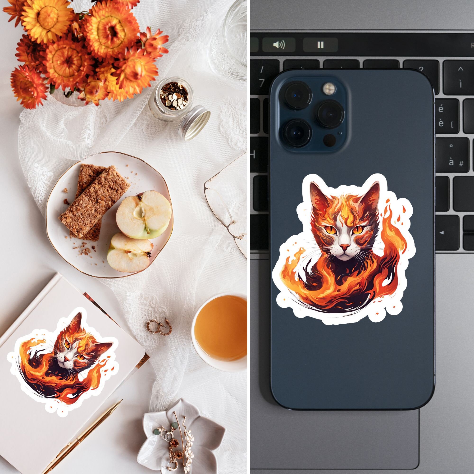 Fire Cat Png, Cool Cat Png, Cool Cat Sticker, Fire Cat Printable, Fire ...