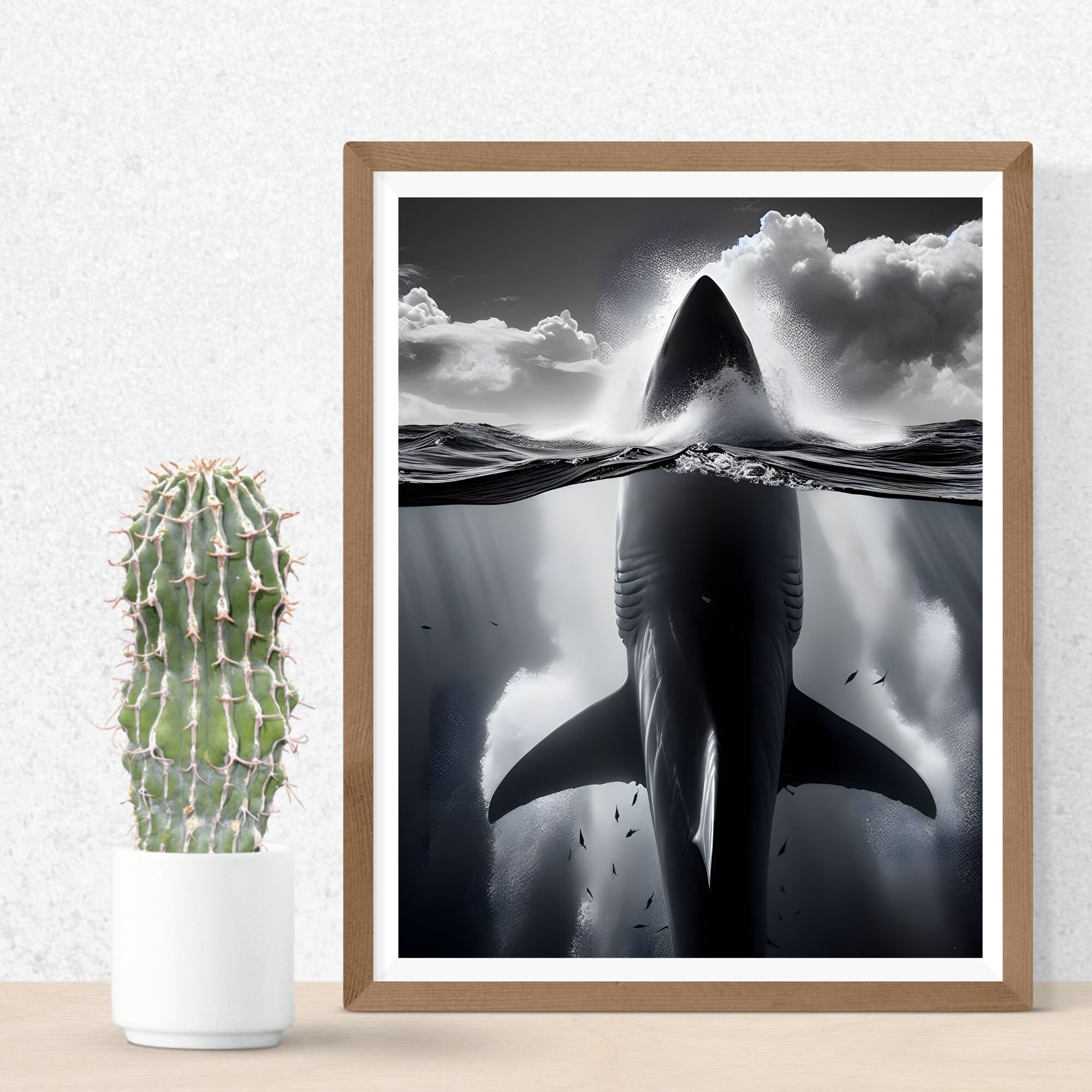 Great White Shark Art, Shark Mug Print, Great White Shark Poster, Shark ...