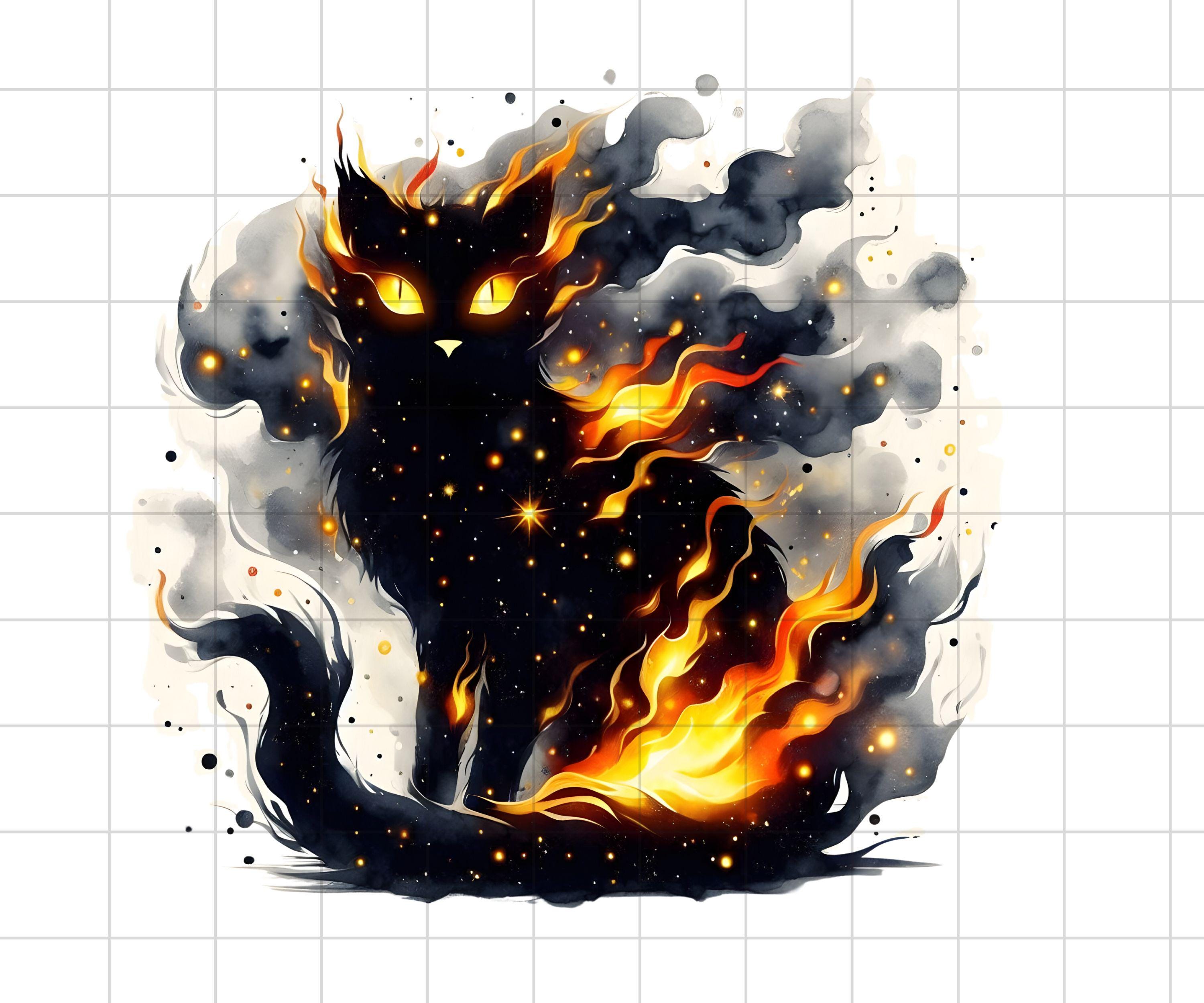 Fire Cat Png, Cool Cat Png, Cool Cat Sticker, Fire Cat Printable, Fire ...