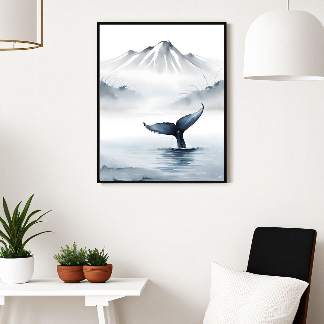 Humpback Whale Wall Art, Blue Whale Print, Whale Art Work, Whale Wall ...