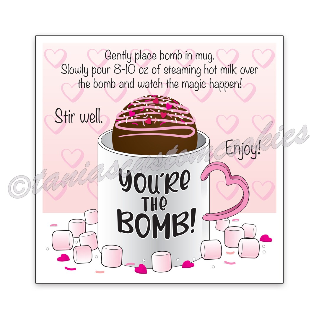 Printable Valentines Day Hot Chocolate Bomb 3.5x3.5 Tag, Valentines Day ...