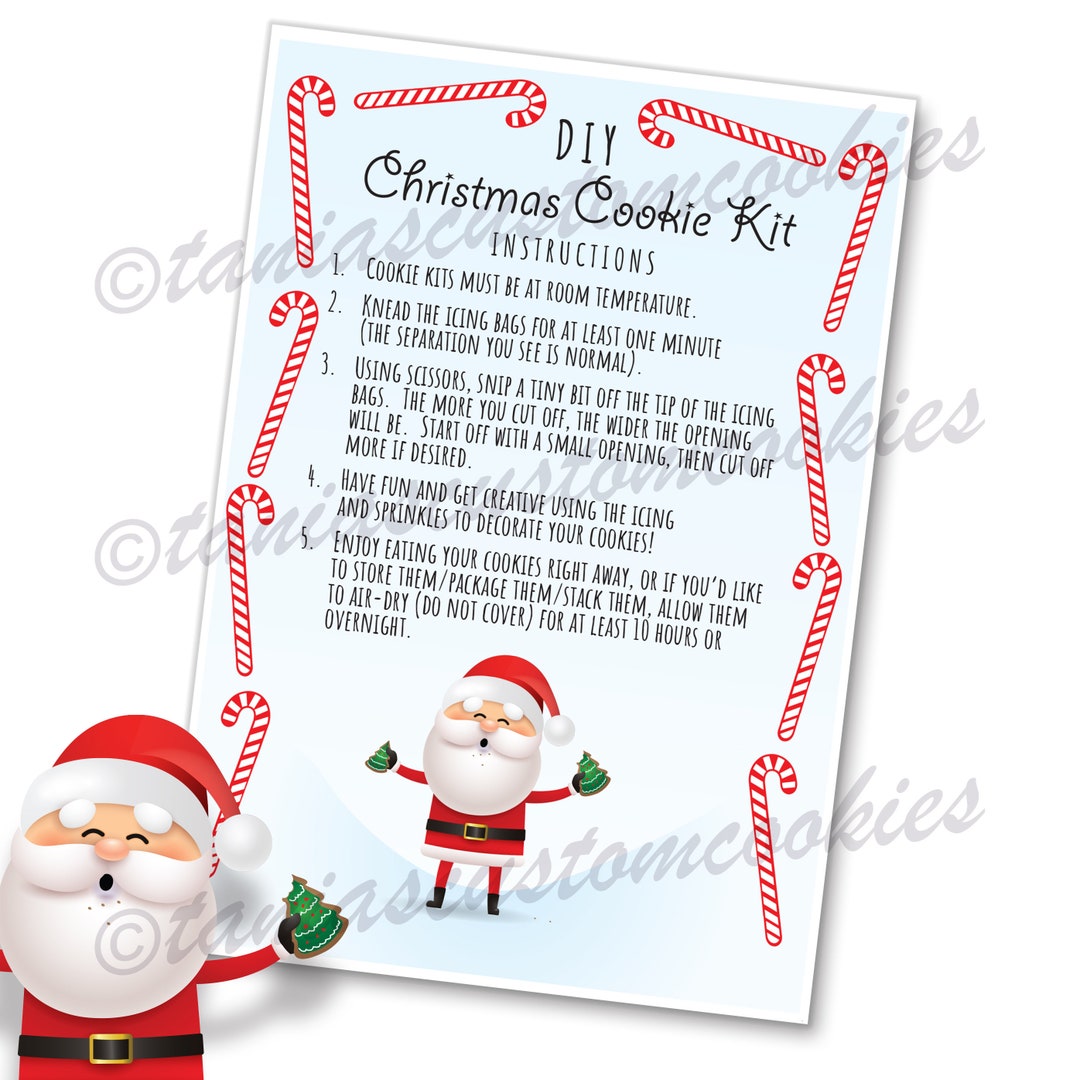 Printable DIY Christmas Cookie Kit 3.5 X 5 Inch Instruction Cards - Etsy