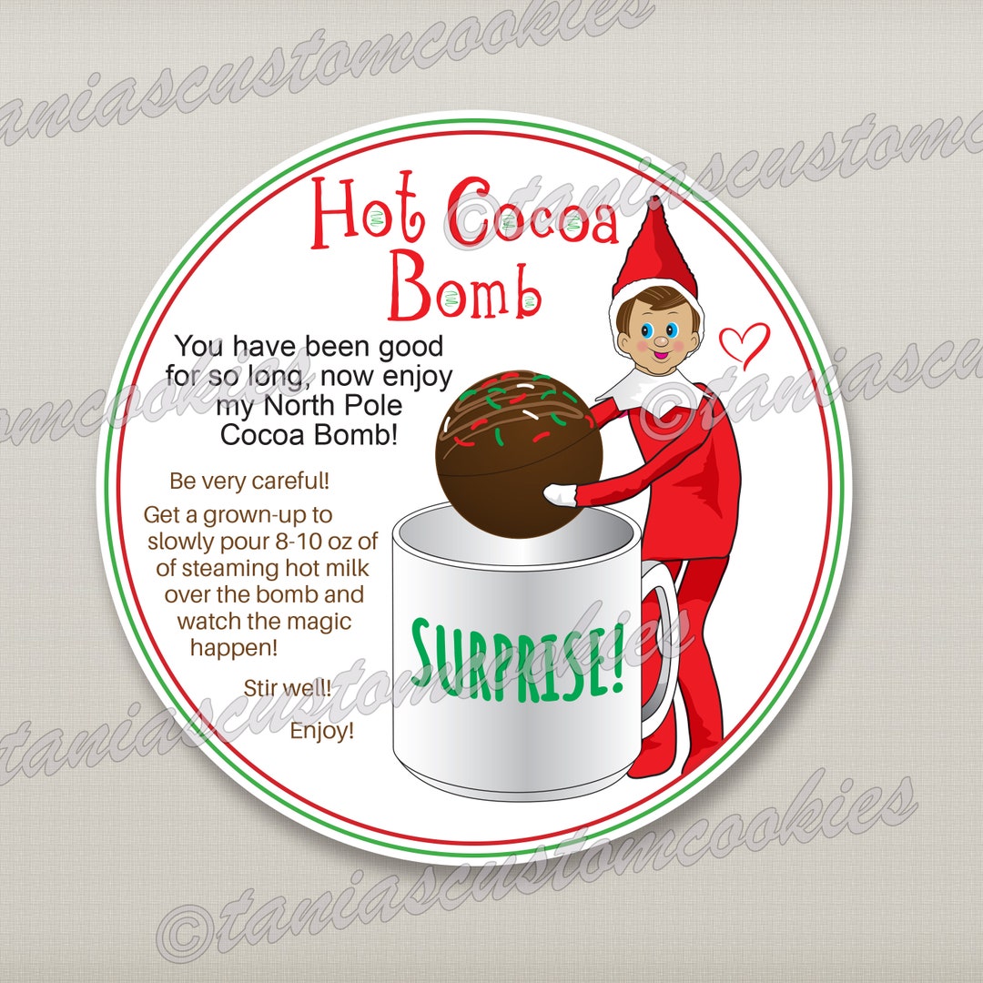 Printable Elf on the Shelf Hot Cocoa Bomb Circular 2.5 Inch Instruction ...
