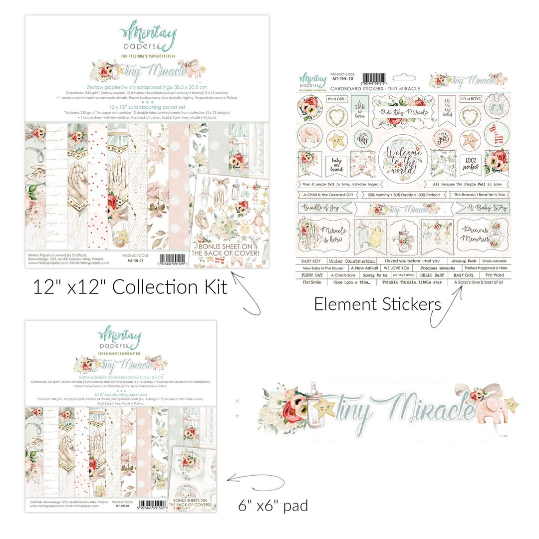 Tiny Miracle Baby Scrapbooking Collection by Mintay Papers, Newborn DIY ...