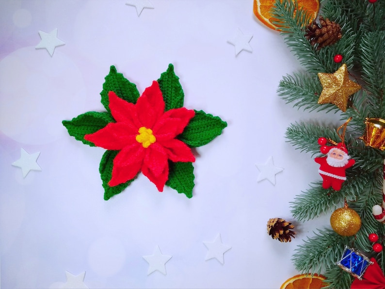 Crochet Christmas Poinsettia Pattern, Christmas Flower Applique ...