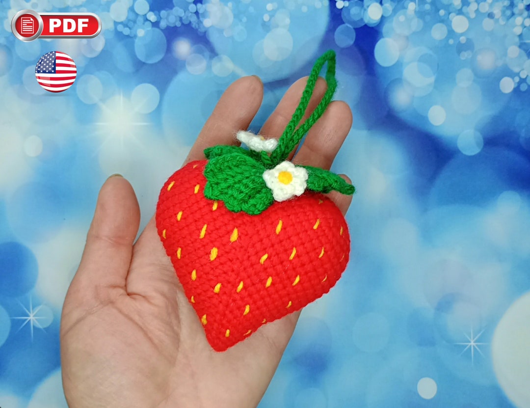 Strawberry Keychain Crochet Pattern, Strawberry Charm, Amigurumi ...