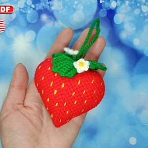 Strawberry Keychain Crochet Pattern, Strawberry Charm, Amigurumi ...