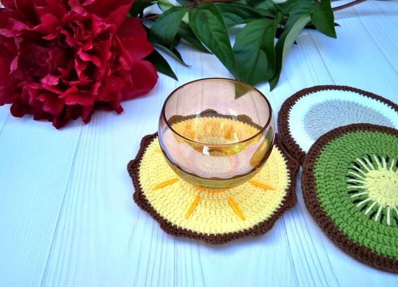 Crochet Fruits Coasters Pattern Crochet Mug Rug - Etsy