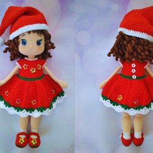 Christmas Crochet Amigurumi Doll Pattern, 12 Inch Doll Clothes Pattern ...