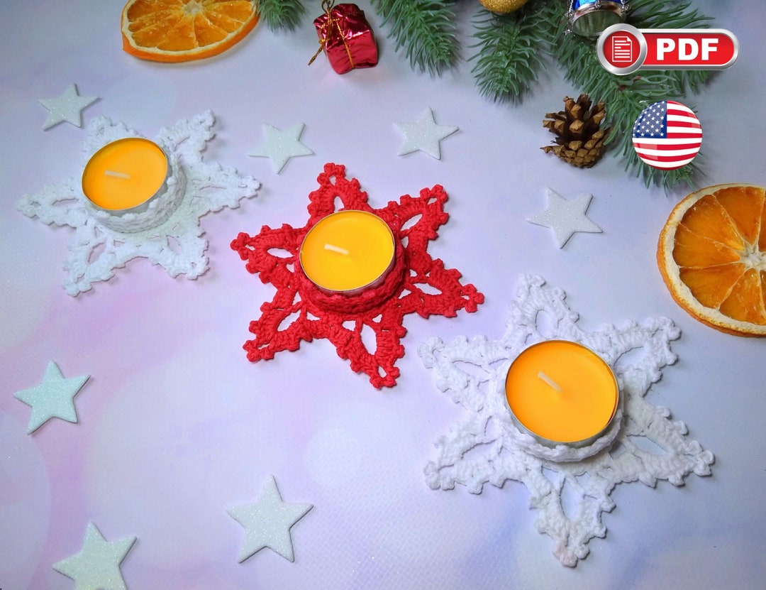 Crochet Tea Light Holder Pattern, Candle Holder, Christmas Decoration ...