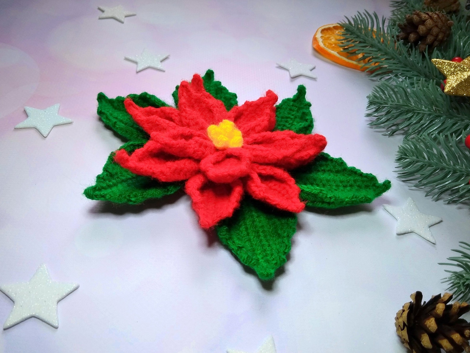 Crochet Christmas Poinsettia Pattern, Christmas Flower Applique ...