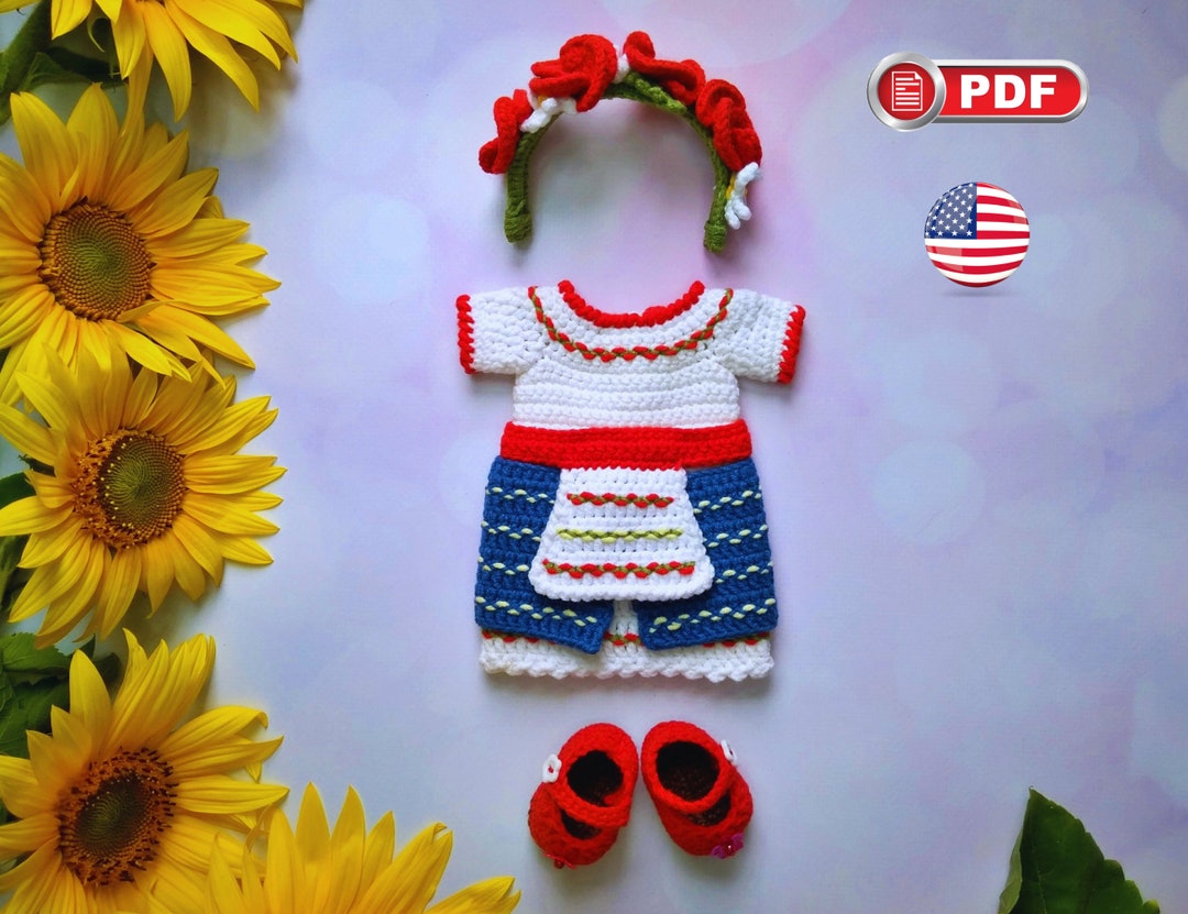 Crochet Ukrainian Traditional Clothes Pattern for Amigurumi Doll 12 ...