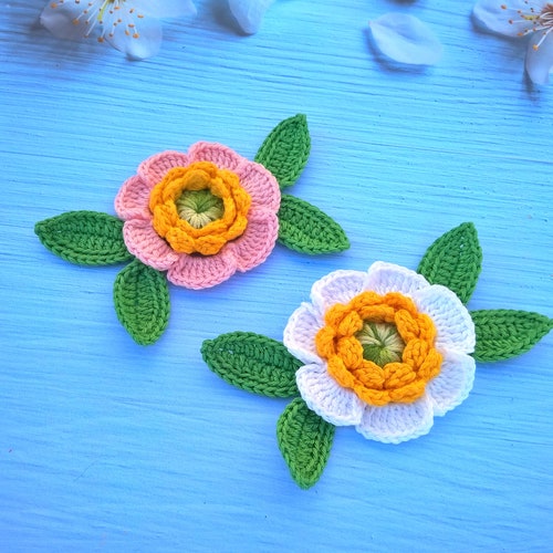 Crochet Flower Applique Pattern PDF INSTANT DOWNLOAD Crochet | Etsy