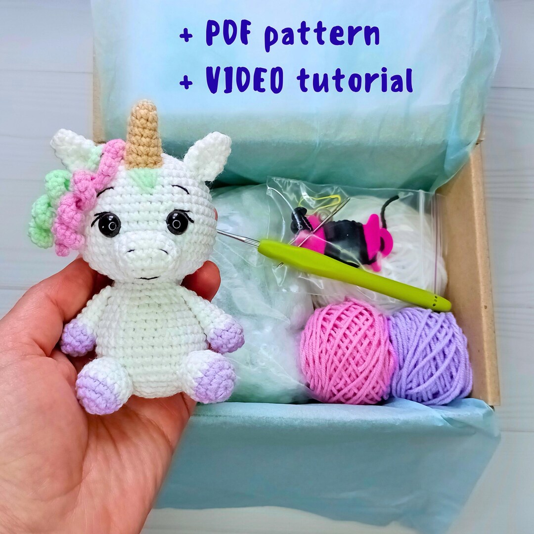 Unicorn Crochet Kit, DIY Toy Kit for Beginners & Crafters, Amigurumi ...