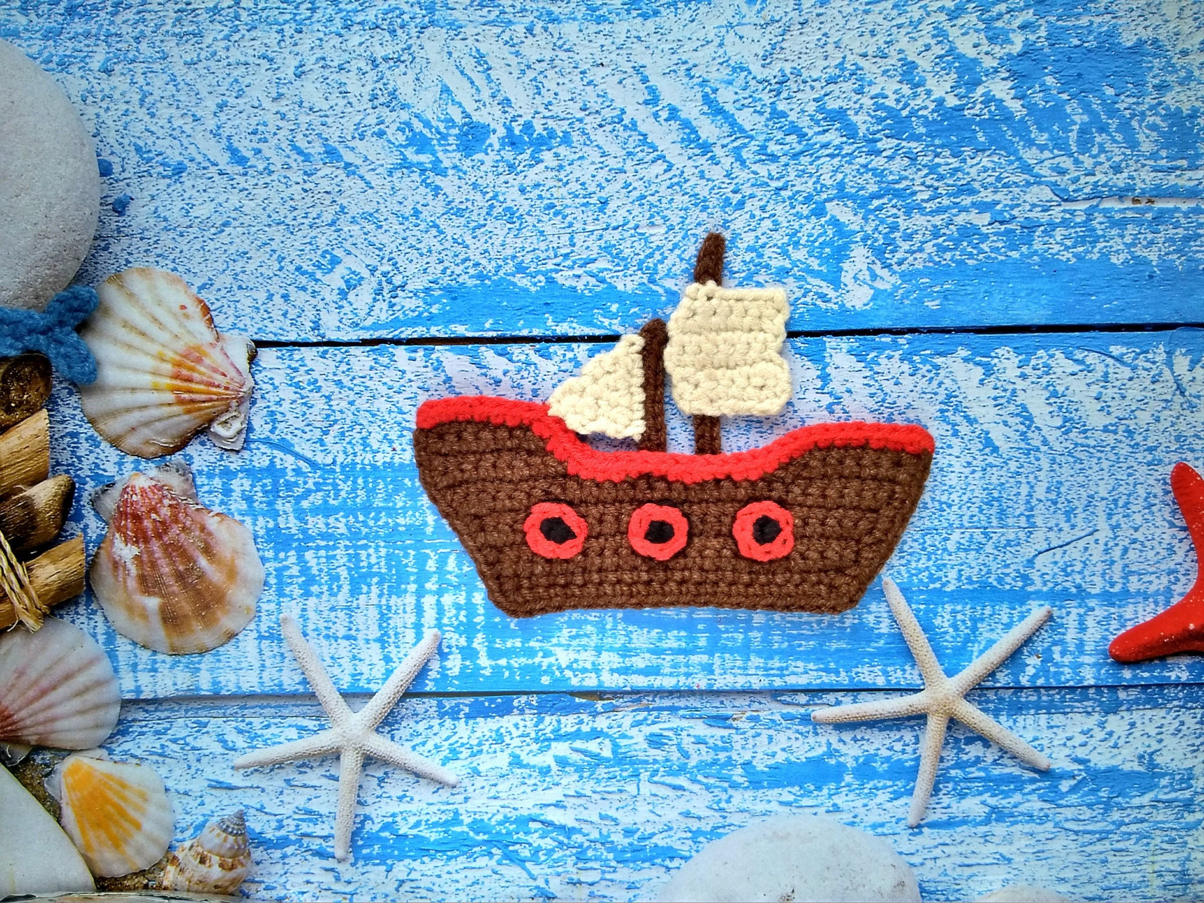 Crochet Sea Life Applique Pattern, Crochet Quiet Book Pattern, Crochet ...