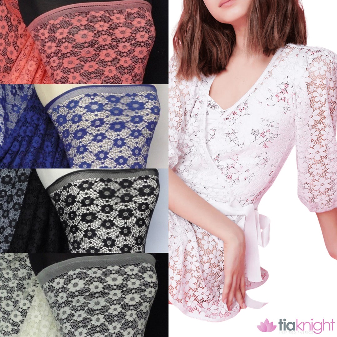 Lace Daisy Stretch Dressmaking Fabric- Q906 by Tia Knight - Etsy UK