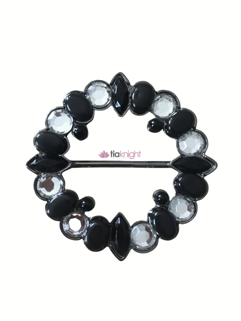 Rhinestone Gem Belt Buckle Black/Silver EM18 BKSLV By Tia | Etsy