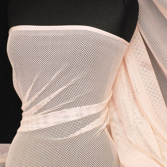 Fishnet 4 Way Stretch Fabric Material Pastel Peach Q1335 | Etsy