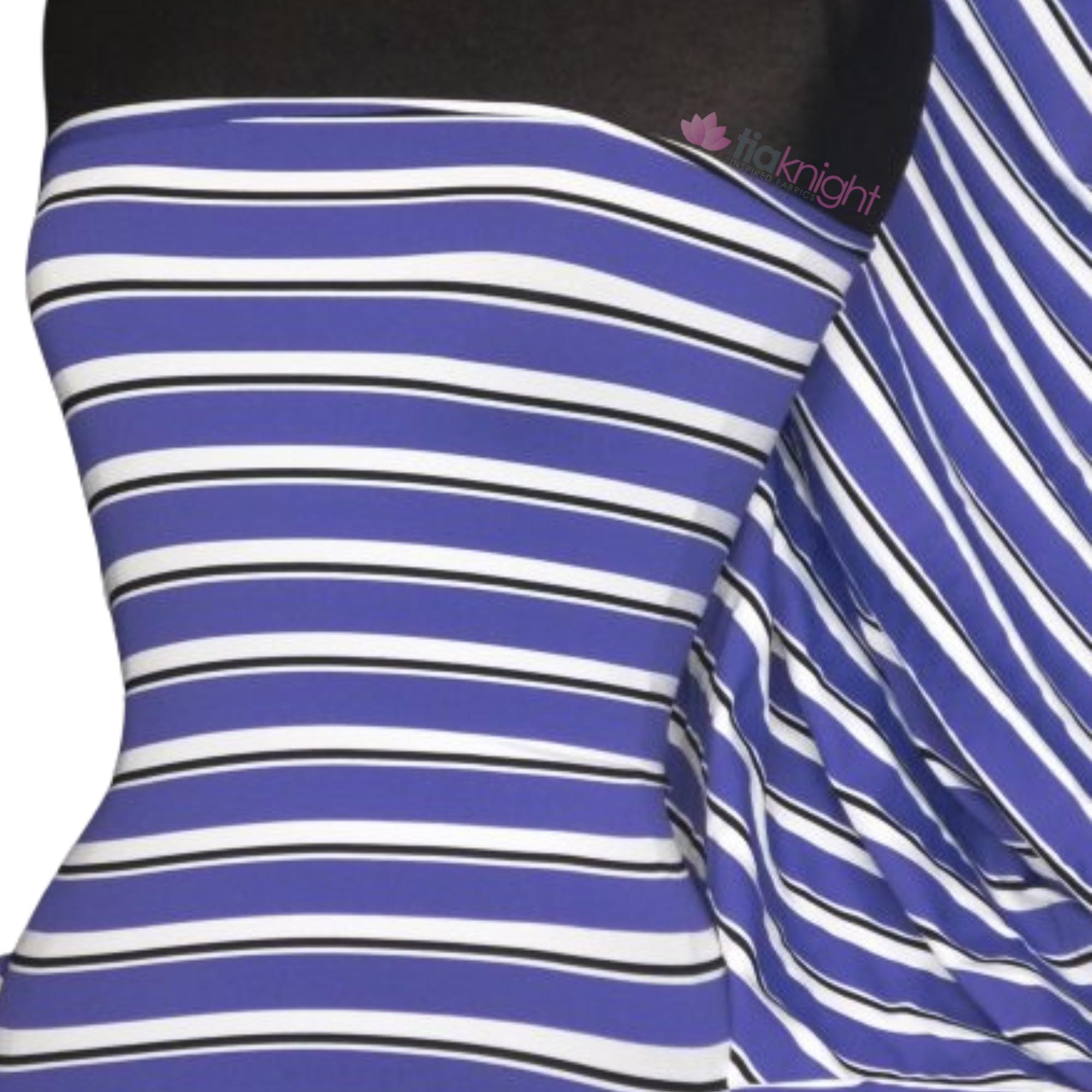 Jersey Elastane 4 Way Stretch Dressmaking Fabric- Multi Horizontal ...