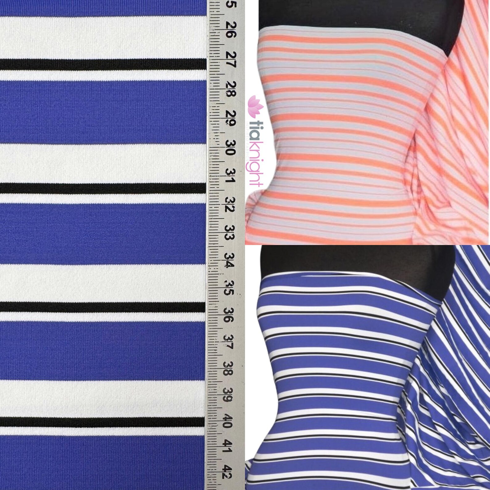 Jersey Elastane 4 Way Stretch Dressmaking Fabric- Multi Horizontal ...