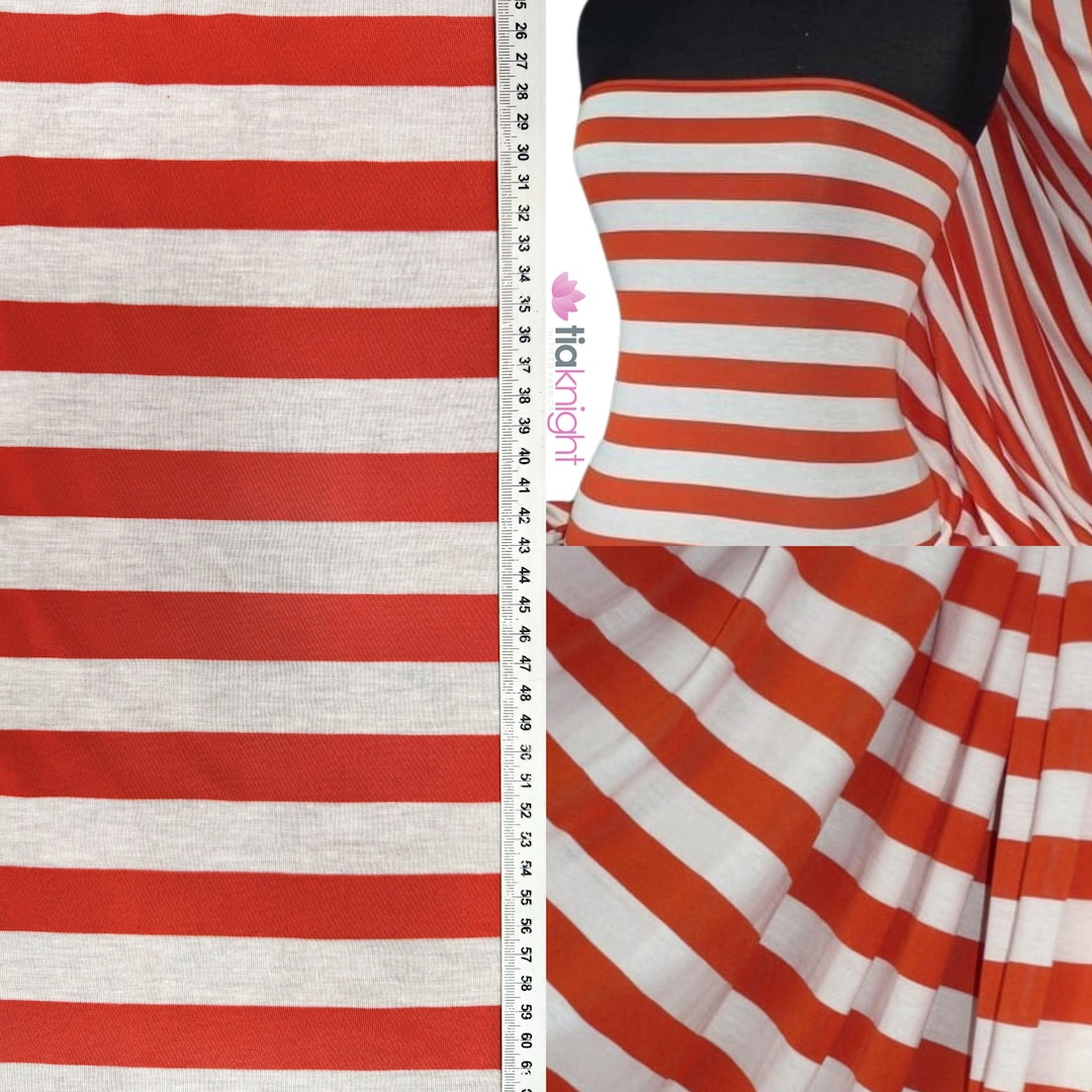 Viscose Cotton Stretch Dressmaking Fabric- Bright Red/cream Stripe Q741 BRDCRM by Tia Knight - Etsy