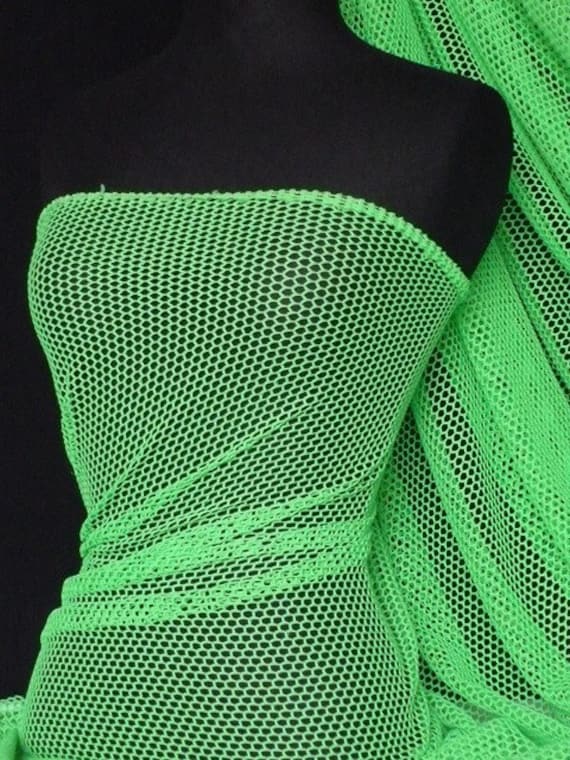 Fishnet 6mm 4 Way Stretch Material Lime Green Q319 LMGR By Tia Knight