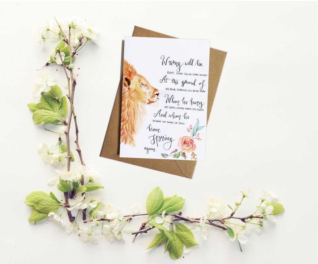 Aslan Greeting Card, Print, Narnia Art, the Lion the Witch and the ...