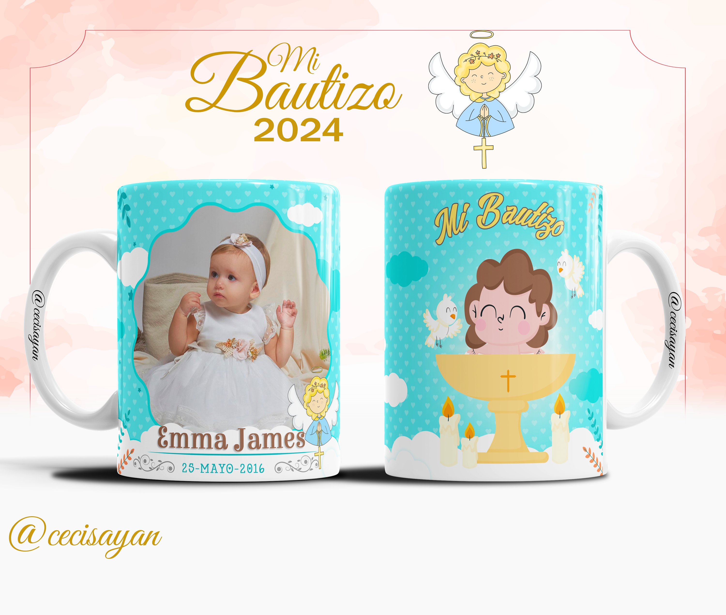Bautizo 6 My Baptism Mug Design, Sublimation Design for 11 Oz Mugs, Mug ...