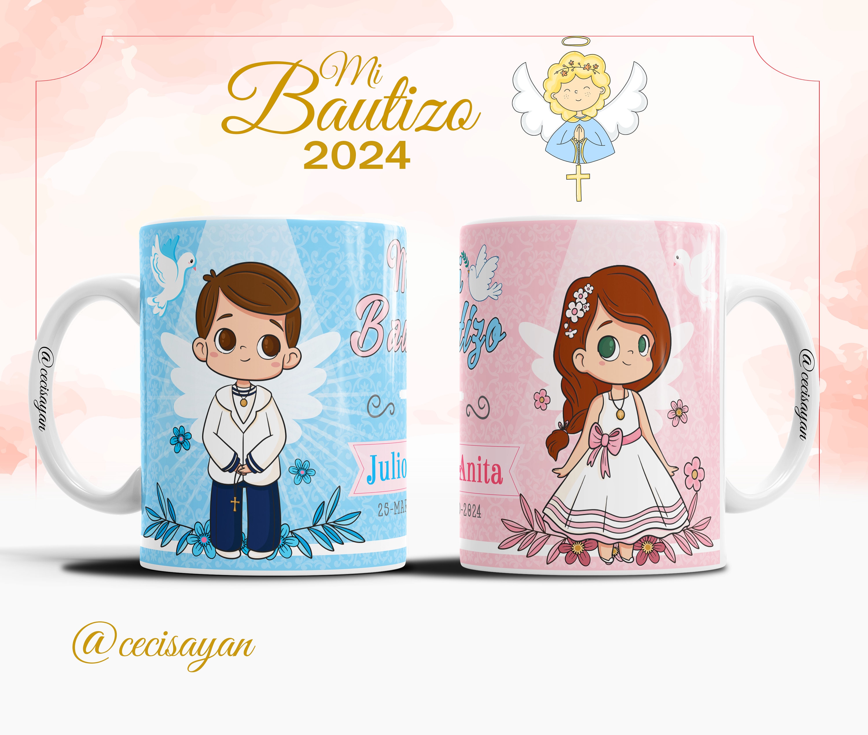 Bautizo 6 My Baptism Mug Design, Sublimation Design for 11 Oz Mugs, Mug ...