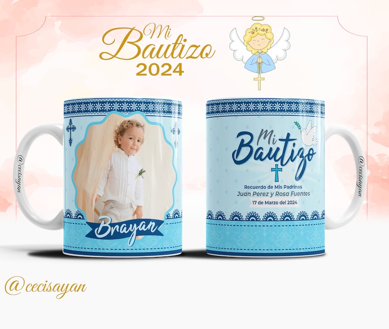 Bautizo 6 My Baptism Mug Design, Sublimation Design for 11 Oz Mugs, Mug ...