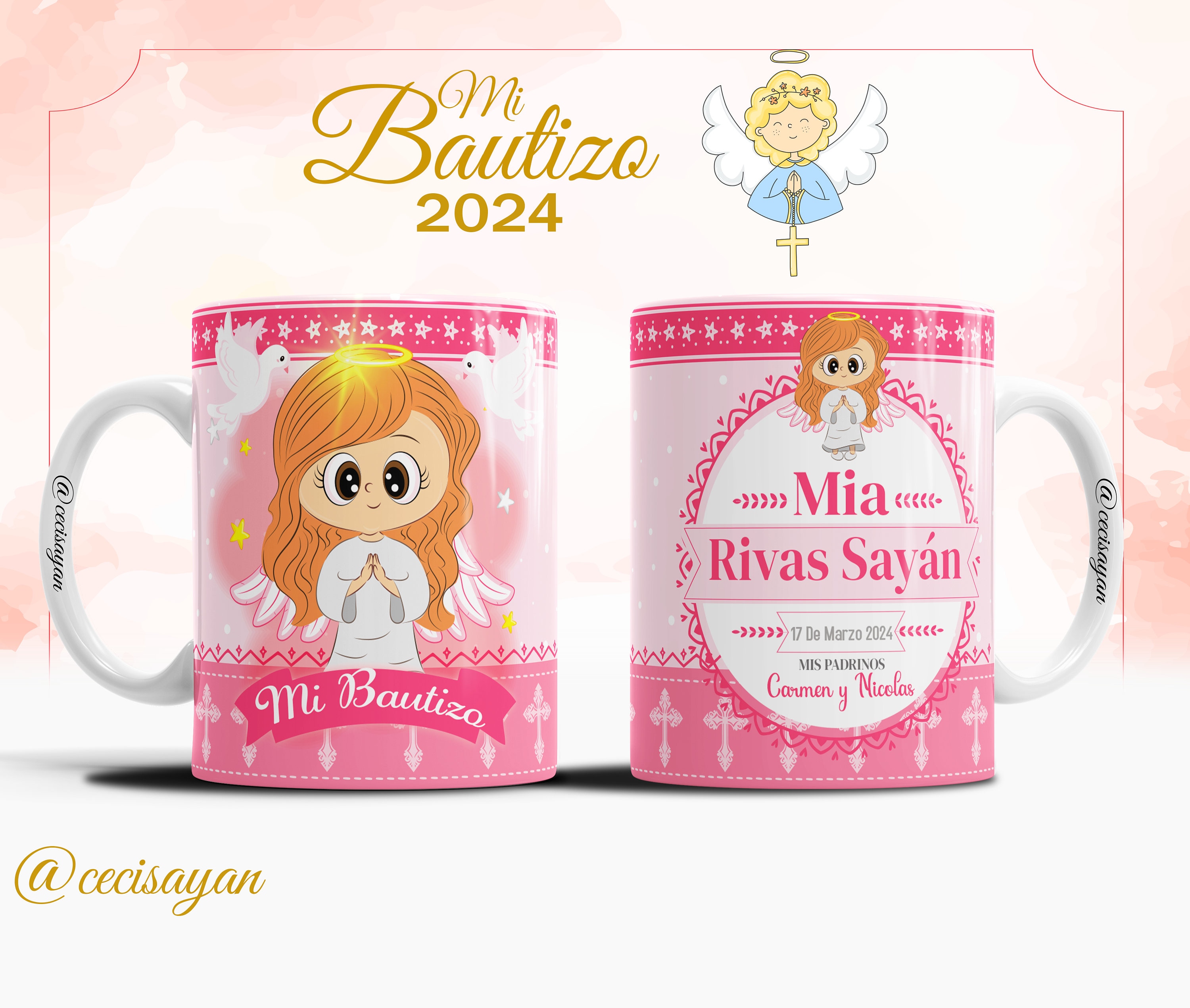 Bautizo 6 My Baptism Mug Design, Sublimation Design for 11 Oz Mugs, Mug ...