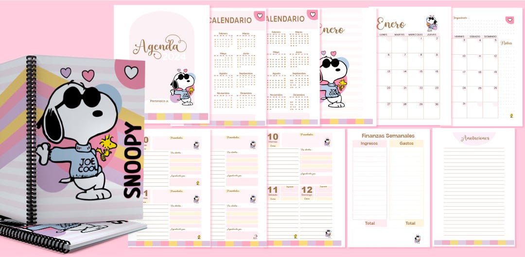 Snoopy Weekly Agenda / Editable / Indesign / A5 / 140SHEETS / 5 Snoopy ...