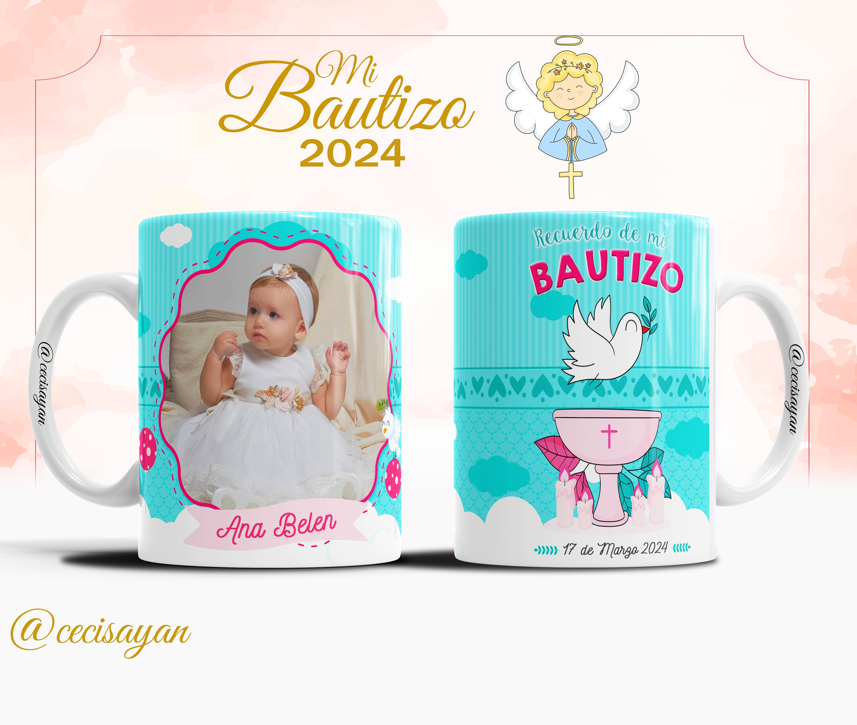 Bautizo 6 Diseño de taza de mi bautizo, diseño de sublimación para tazas de 11 oz, diseño de ...