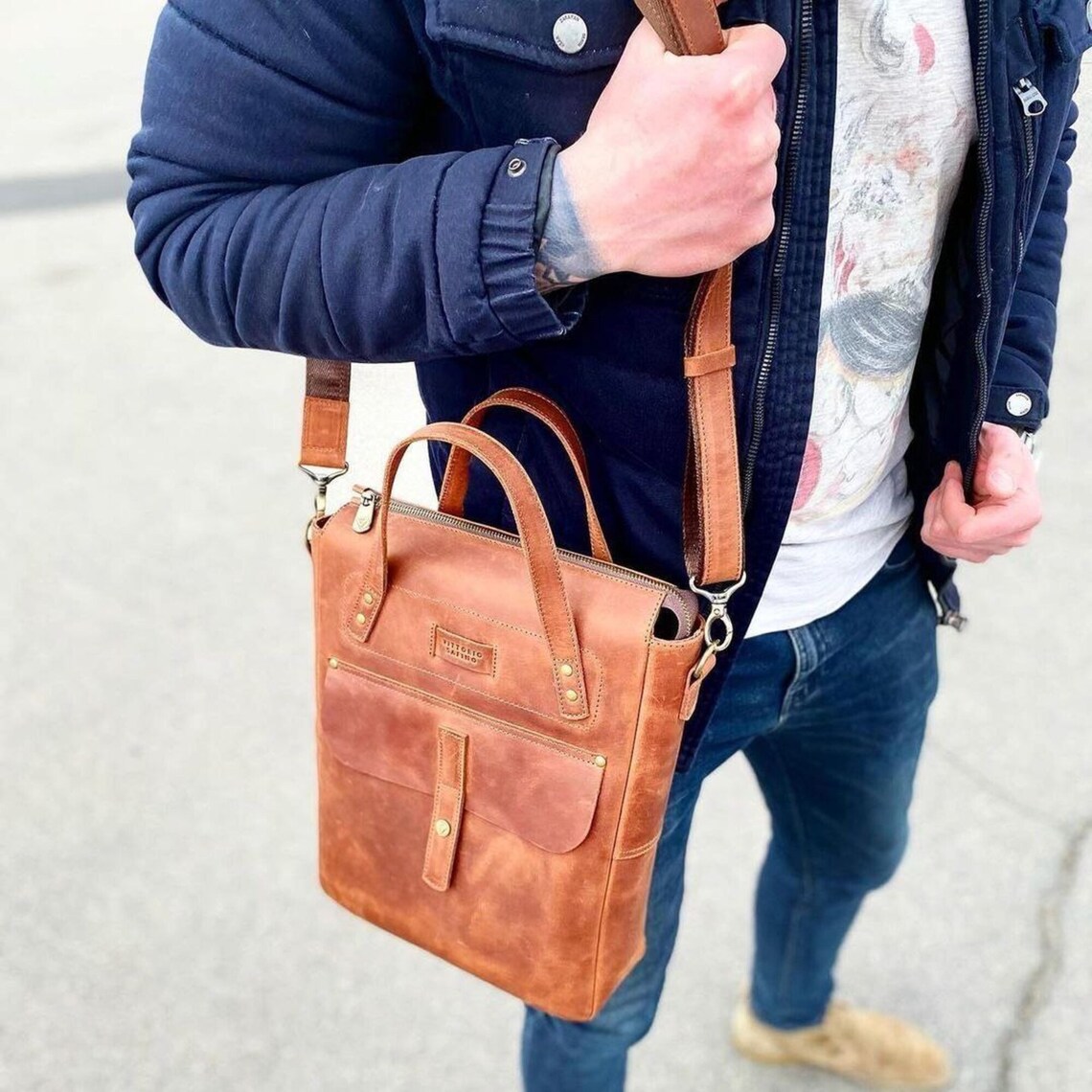 Leather Messenger Bag Men Large Leather Shoulder Bag - Etsy