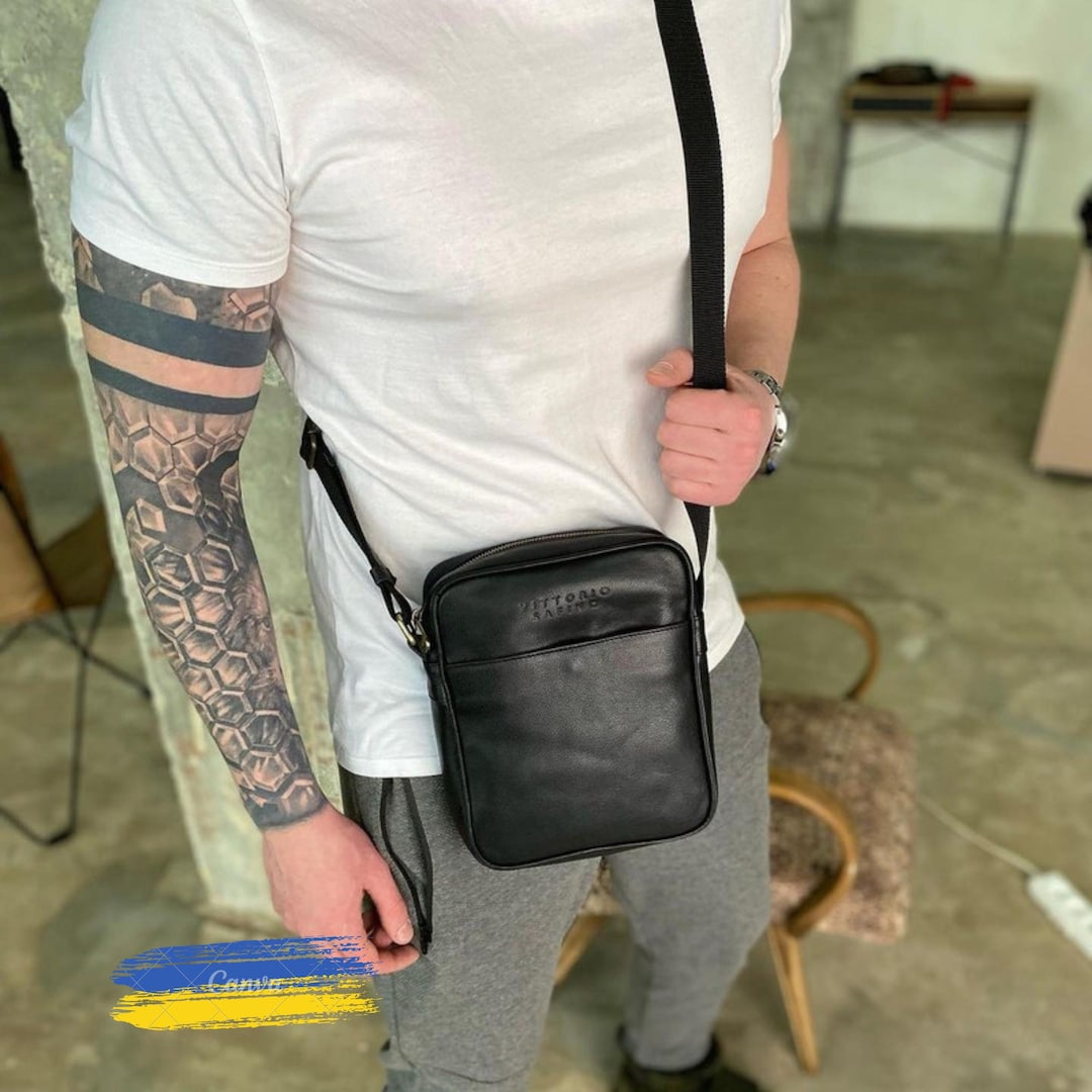 Small Shoulder Bag Men, Man Black Leather Bag, Cross Body Bag Men ...