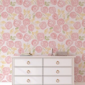 Watercolor Soft Pink Roses Pattern Wallpaper Self Adhesive - Etsy