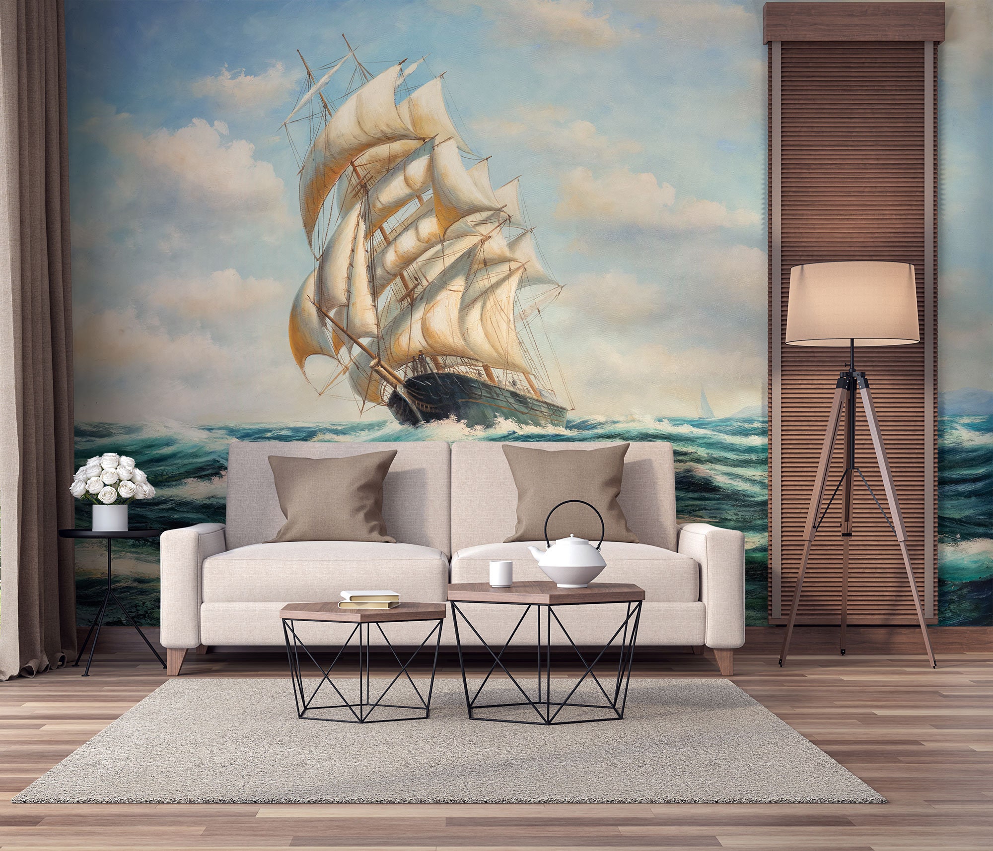 Sea Ship Wallpaper Sea Waves and Blue Sky Marine Acrylic - Etsy