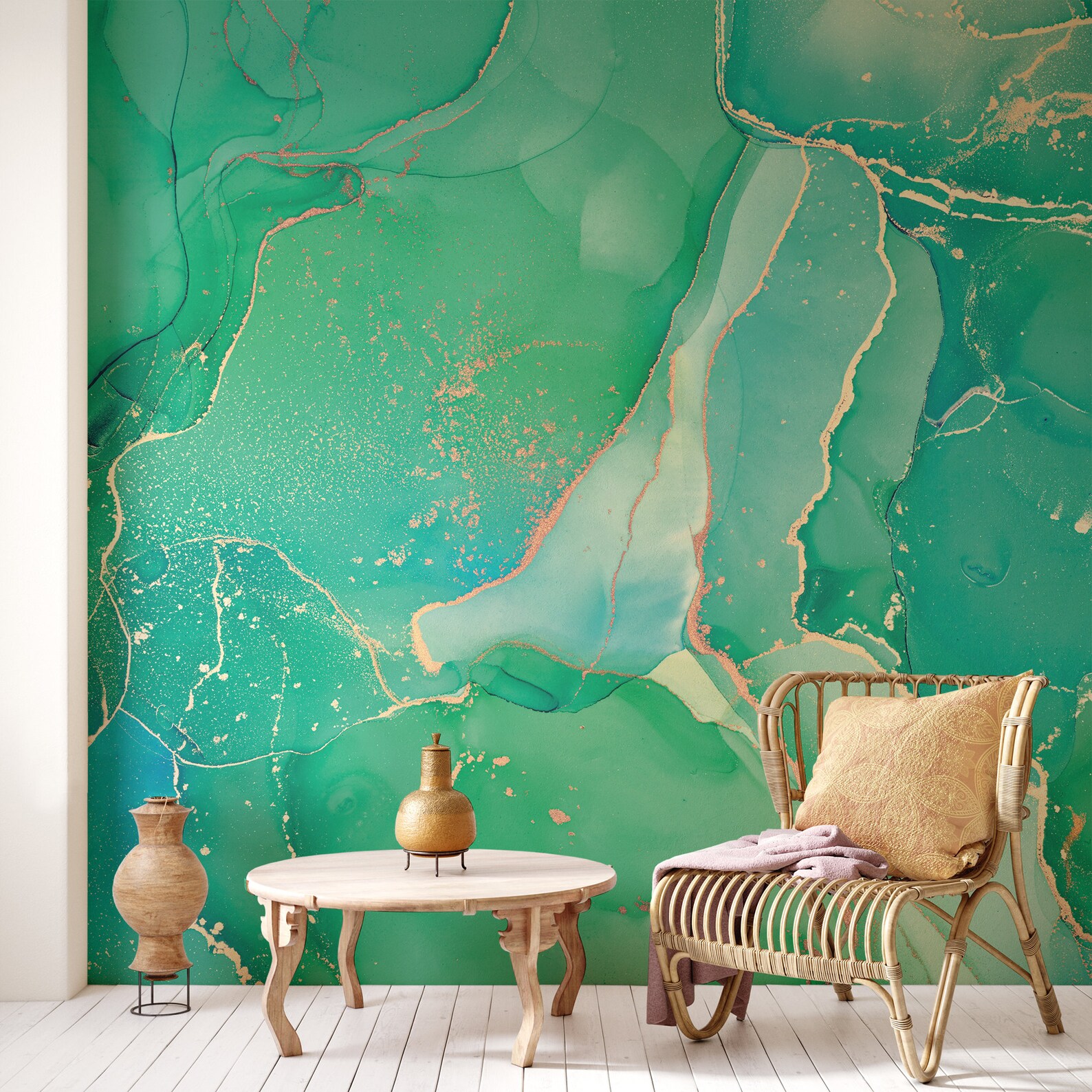 Emerald Green Marble Wallpaper (no Metallic Effects) | Self Adhesive ...