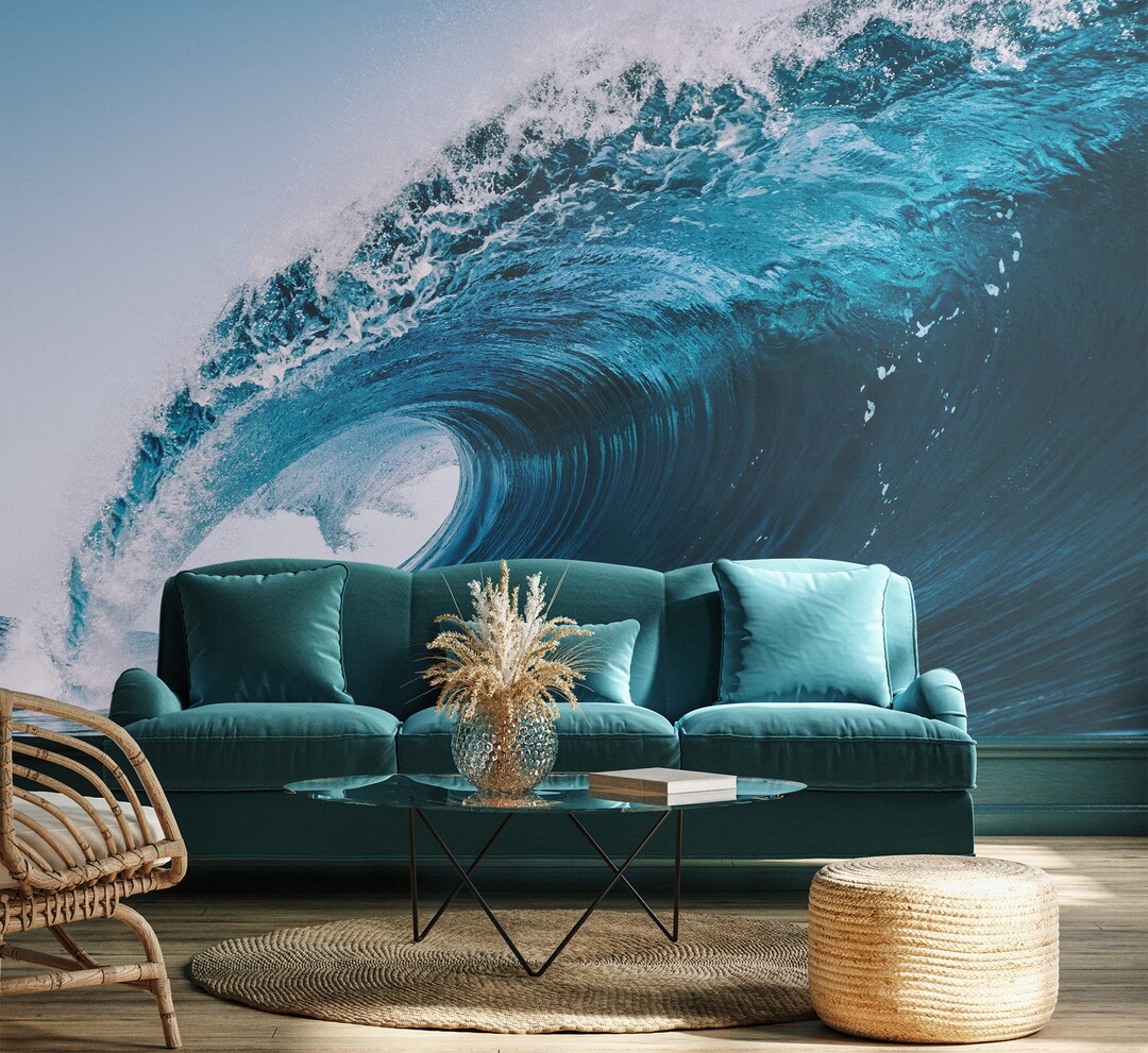 Blue Sea Wave Wallpaper, Marine Wall Mural • Peel and Stick *self ...
