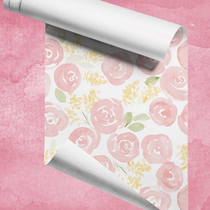 Watercolor Soft Pink Roses Pattern Wallpaper Self Adhesive - Etsy