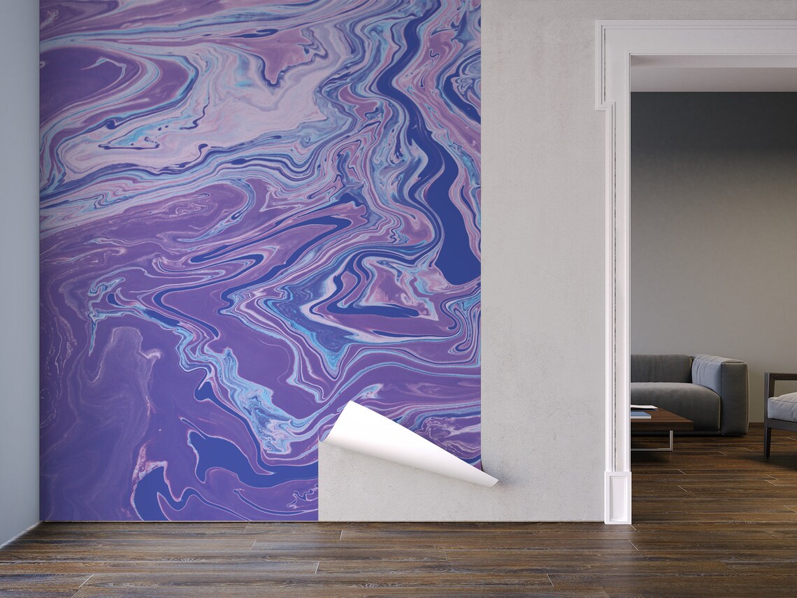 Violet Acrylic Paint Abstract Art Wallpaper Self Adhesive - Etsy