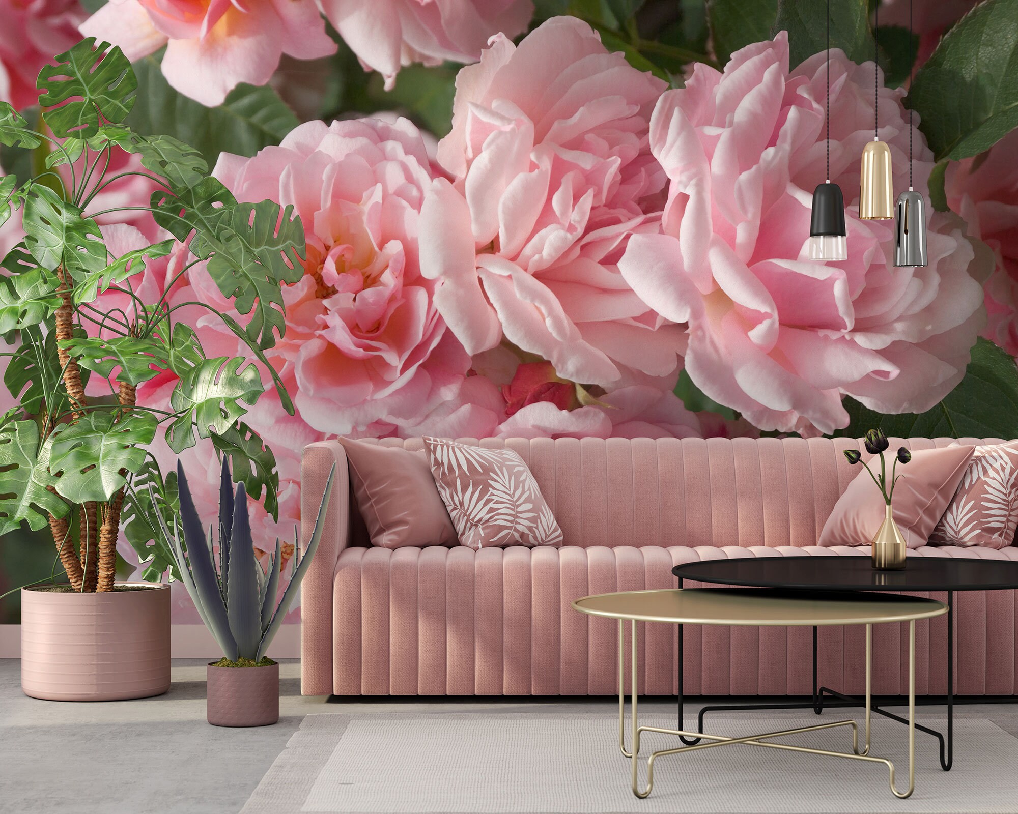 Pink Roses Romantic Photo Wallpaper, Floral Wall Mural, Rose Print ...