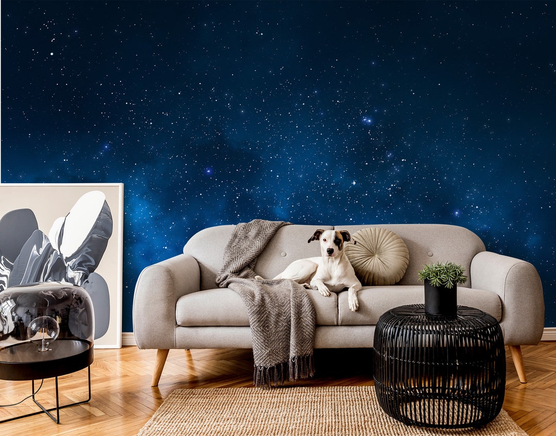 Blue Space Wallpaper, Cosmic Wall Mural With Stars • Peel and Stick ...
