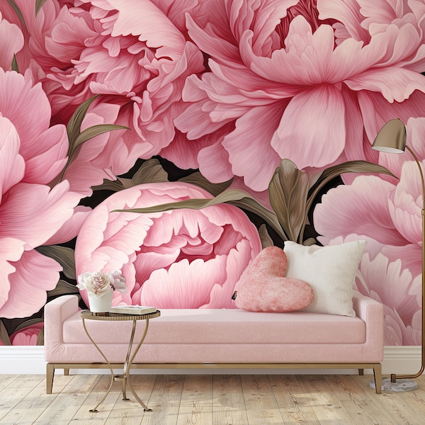 Pink Floral Wallpaper - Etsy