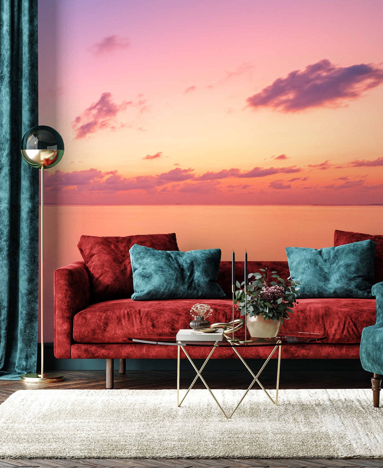 Sunset Seascape Wallpaper, Dreamy Sunset Wall Mural, Landscape ...