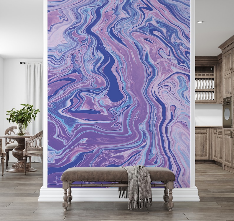 Violet Acrylic Paint Abstract Art Wallpaper | Self Adhesive | Peel ...