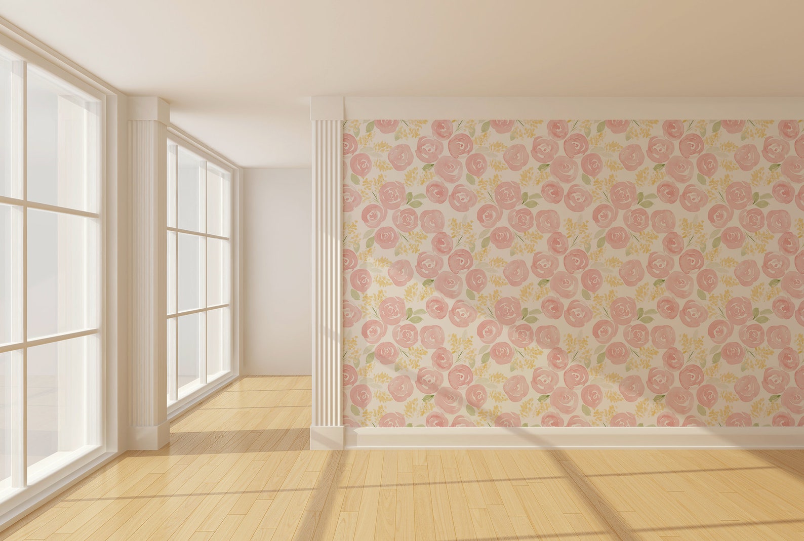Watercolor Soft Pink Roses Pattern Wallpaper Self Adhesive - Etsy