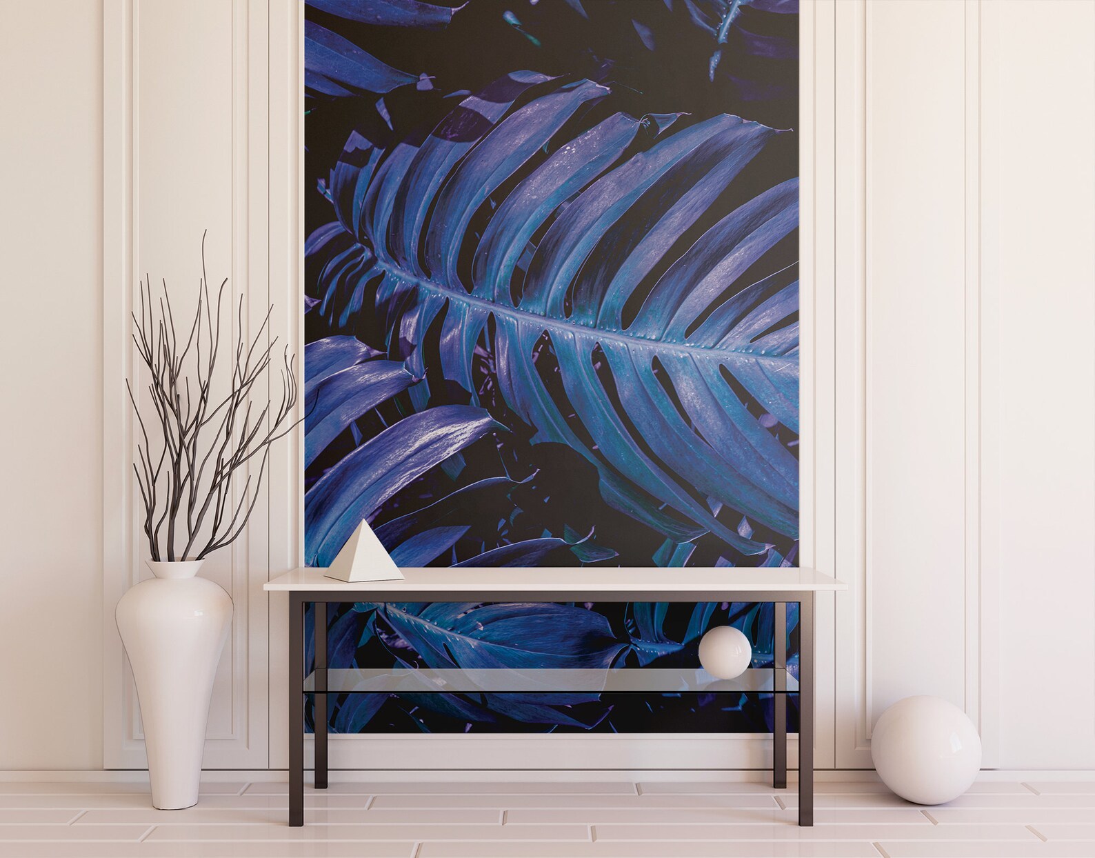 Amazing Blue Monstera Leaves Tropical Wallpaper Self - Etsy
