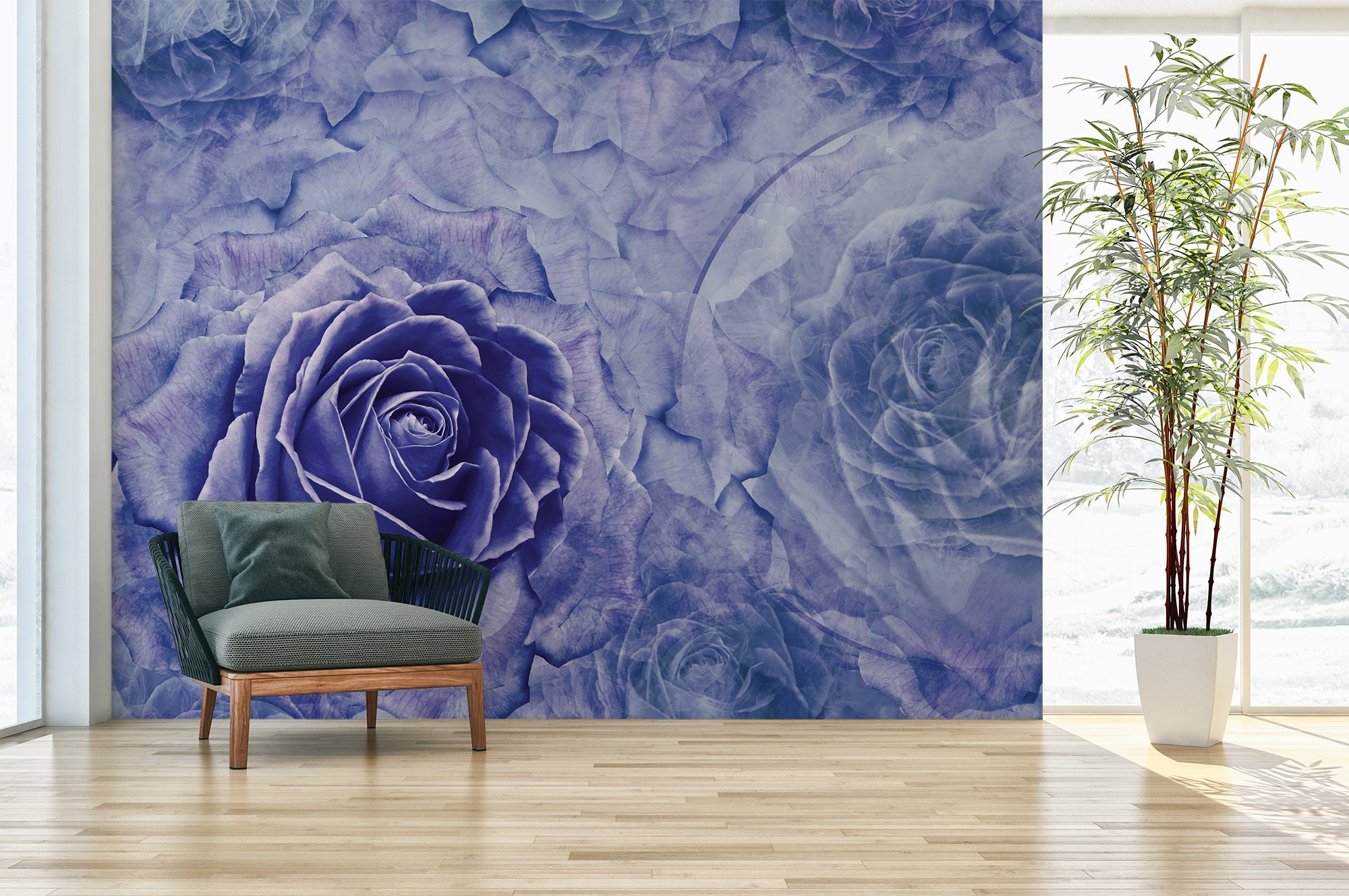 Blue Rose Abstract Photo Wallpaper Self Adhesive Peel & - Etsy